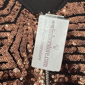 Windsor | Dresses | Windsor Rose Gold Black Sequin Bodycon Mini Dress ...